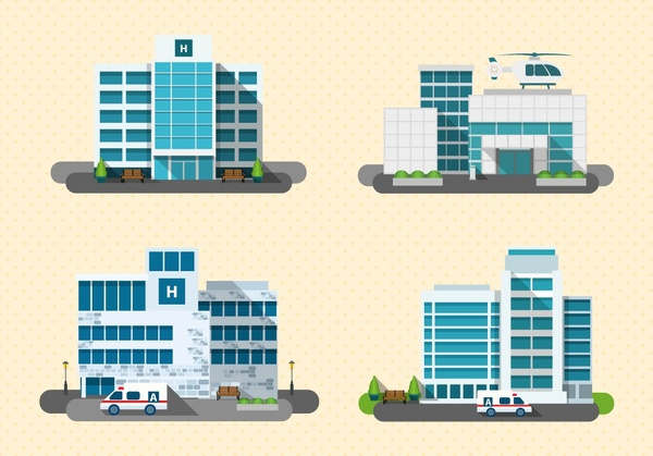 Hospital Design Models With Various Types Illustration (AI & EPS) (791. ...